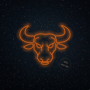 Bull Skull Neon Sign, Bull Horns Neon Sign, Bull Neon Light, Bull Horns ...