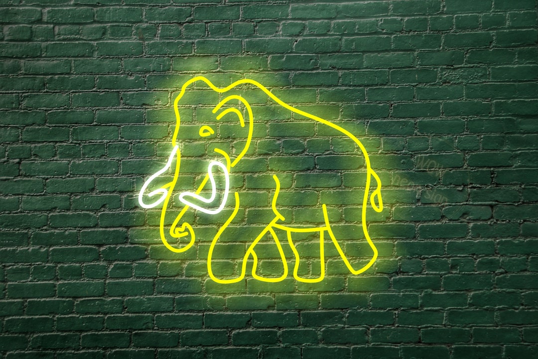 Mammoth Neon Sign, Elephant Neon Sign, Animal Neon Light, Mammoth Neon ...