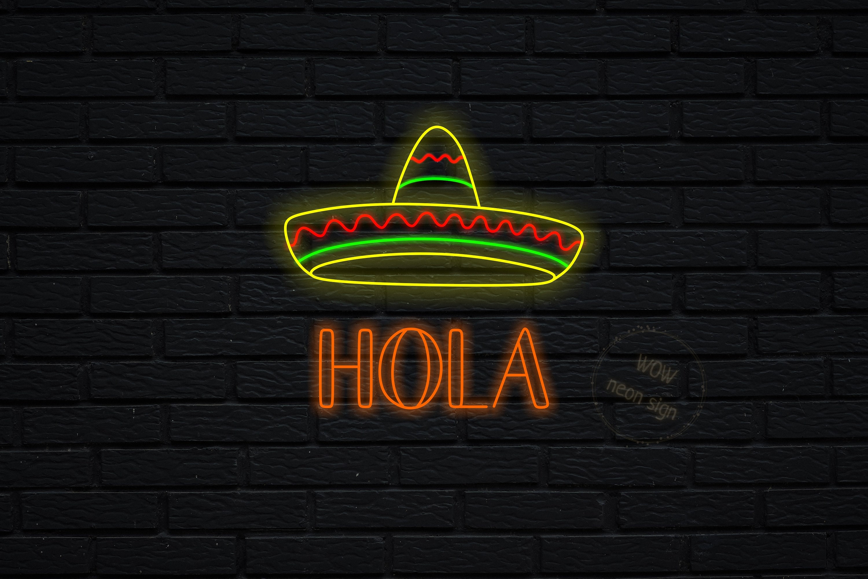 Letrero de neón led Hola letrero de neón de sombrero - Etsy México