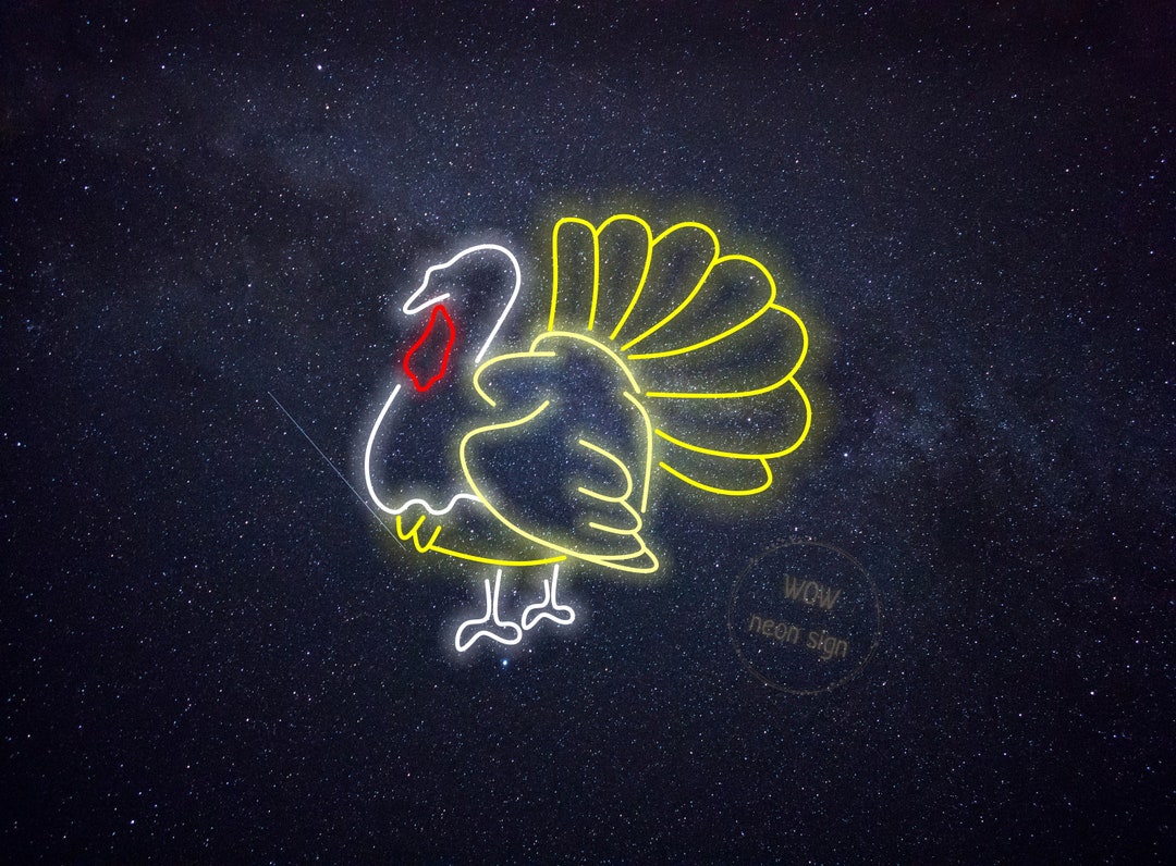 Thanksgiving Neon Sign, Turkey Neon Sign, Turkey Door Hanger Sign ...