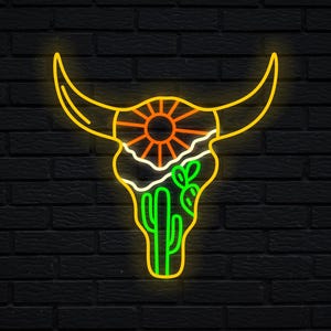 Cow Skull Neon Sign, Desert Southwest Wall Decor - Etsy