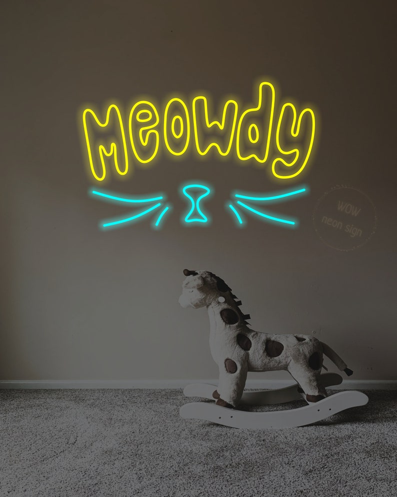 Meowdy Cat Face Neon Sign, Whiskers, Cat Decor - Etsy