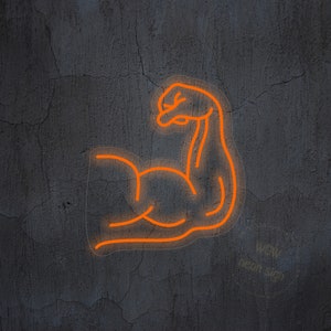 Arm Muscles Neon Sign, Biceps Neon Sign, Bodybuilding Light Sign, Gym ...