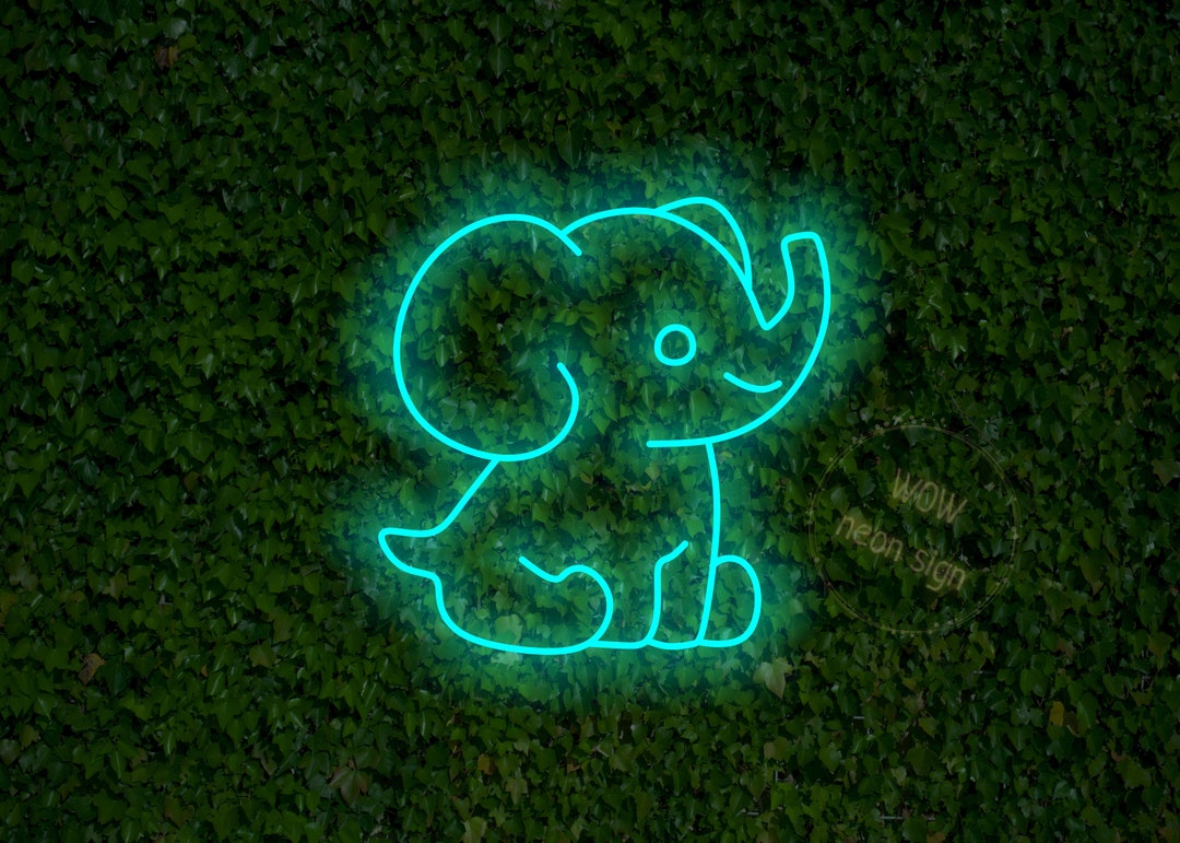 Elephant Led Neon Sign, Cute Baby Elephant Neon Sign, Led Neon Elephant ...