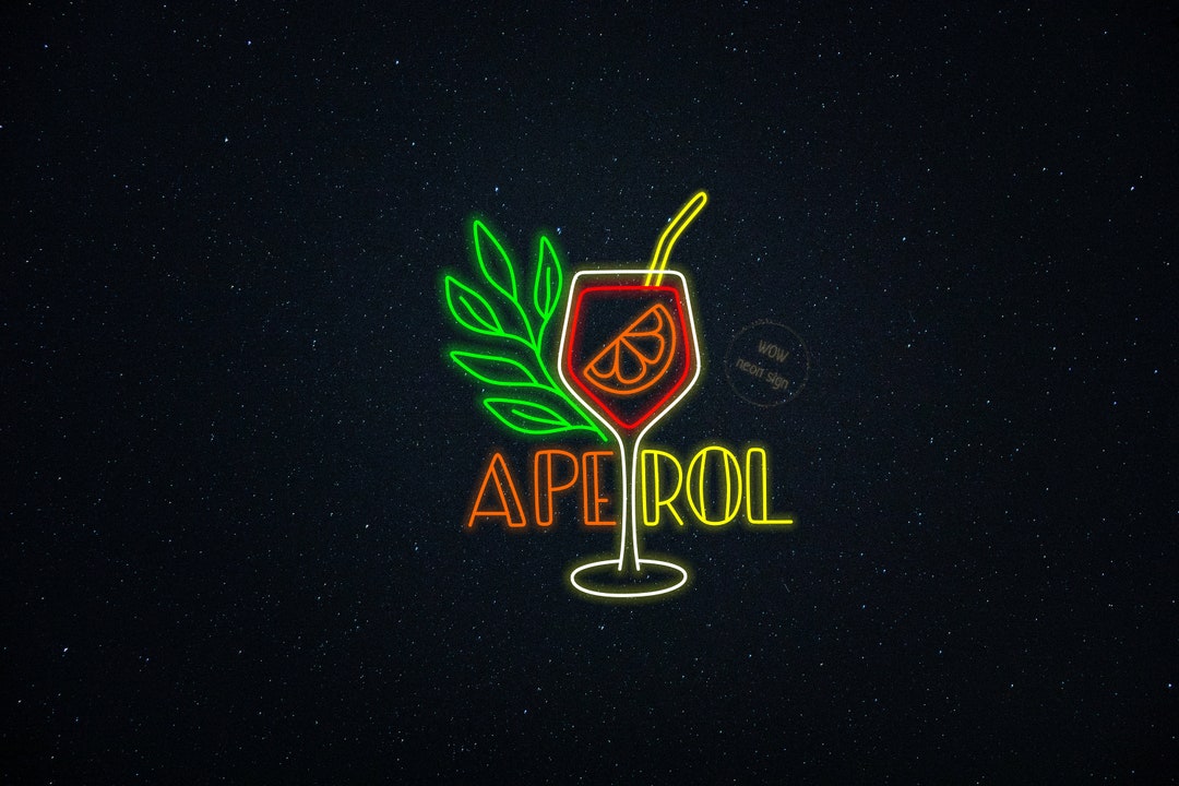 Aperol Glass Drink Neon Sign, Handcrafted Sign for Bar Area, Refreshing ...