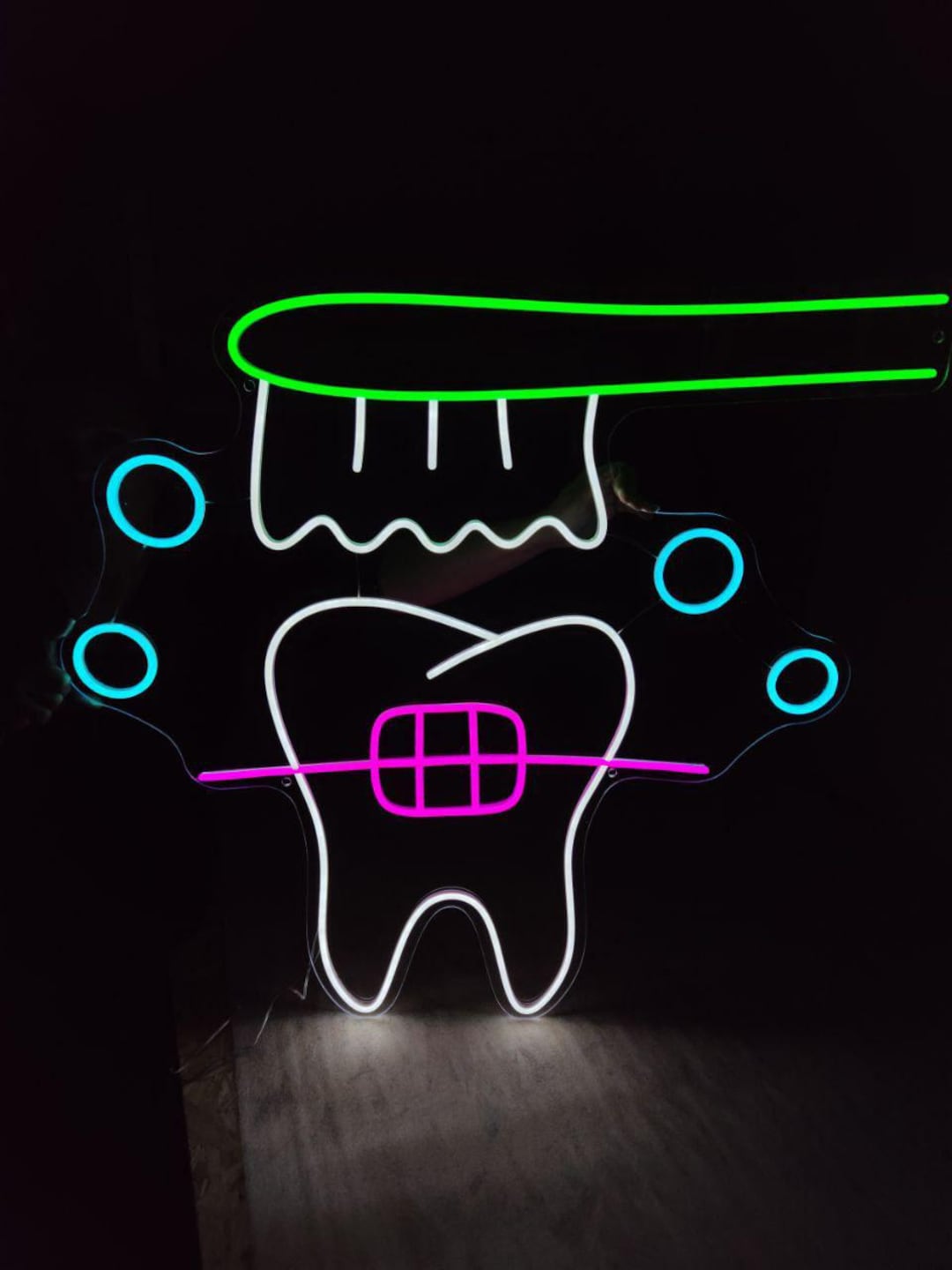 Tooth Brushing Neon Sign With Braces, Orthodontist Led Neon Sign ...