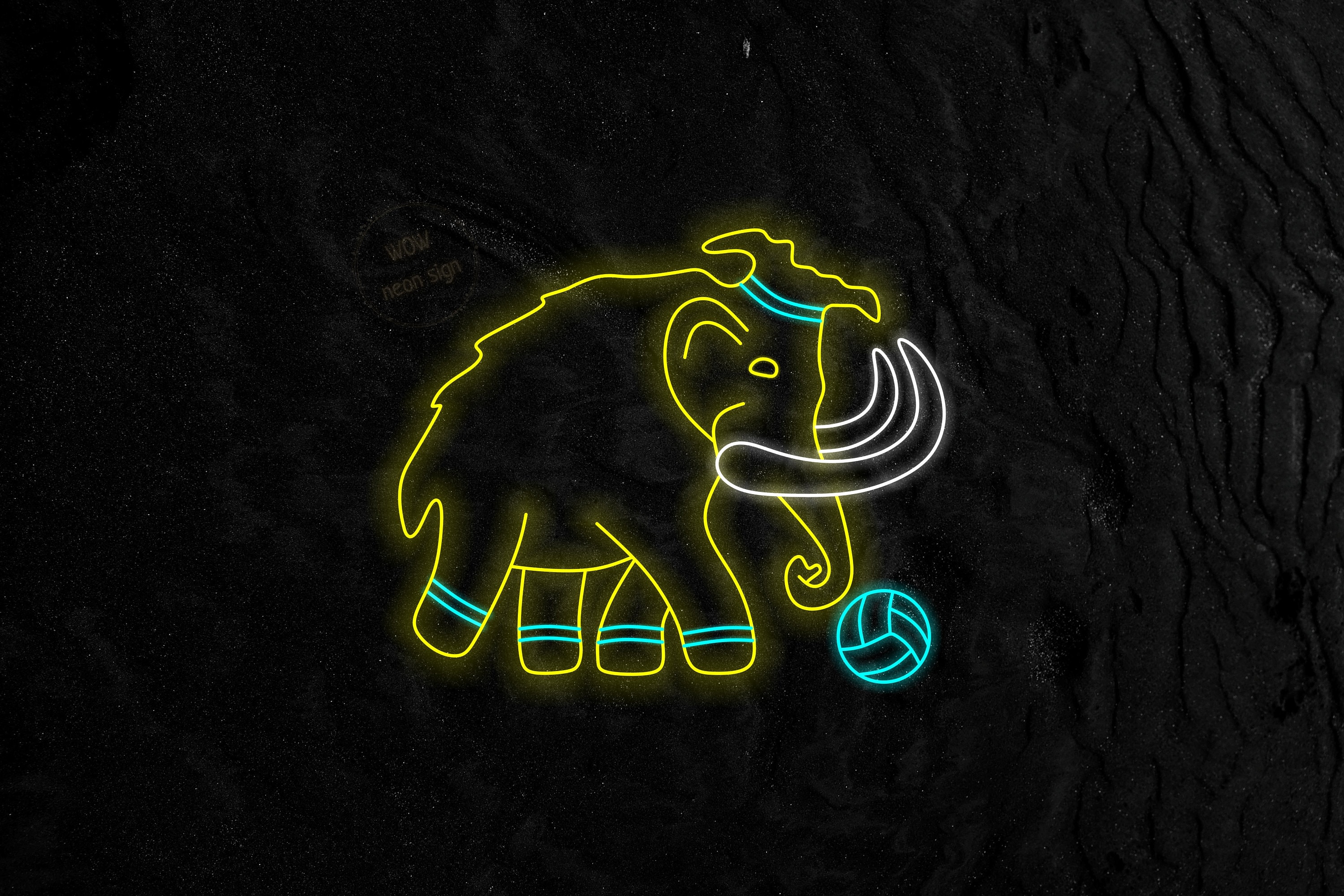 Mammoth Neon Sign, Elephant Neon Sign, Zoo Animal With Ball Led Sign ...