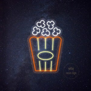Popcorn Neon Sign, Popcorn Bucket Neon Light, Cinema Theater Popcorn ...