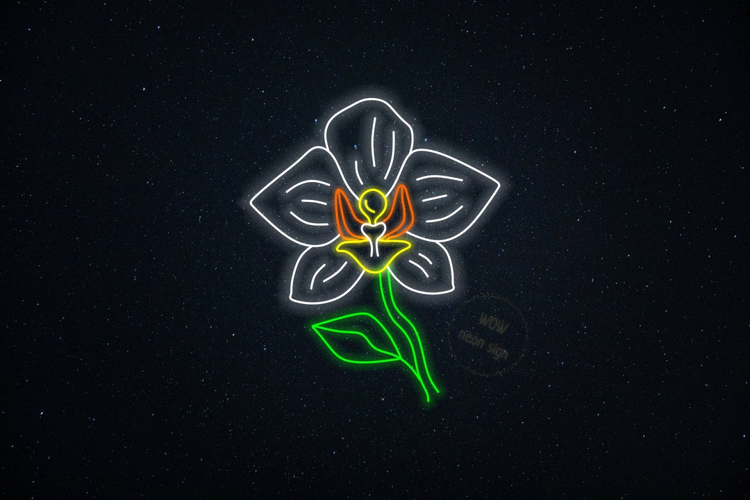 Orchid Flower Neon Sign, Orchid Neon Sign for Floral Wall, Led Neon ...