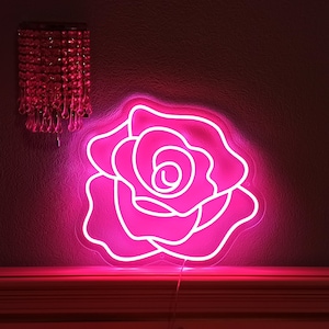 Rose Flower Neon Sign, Custom Neon Rose, Rose Neon Light Lamp, Red Neon ...