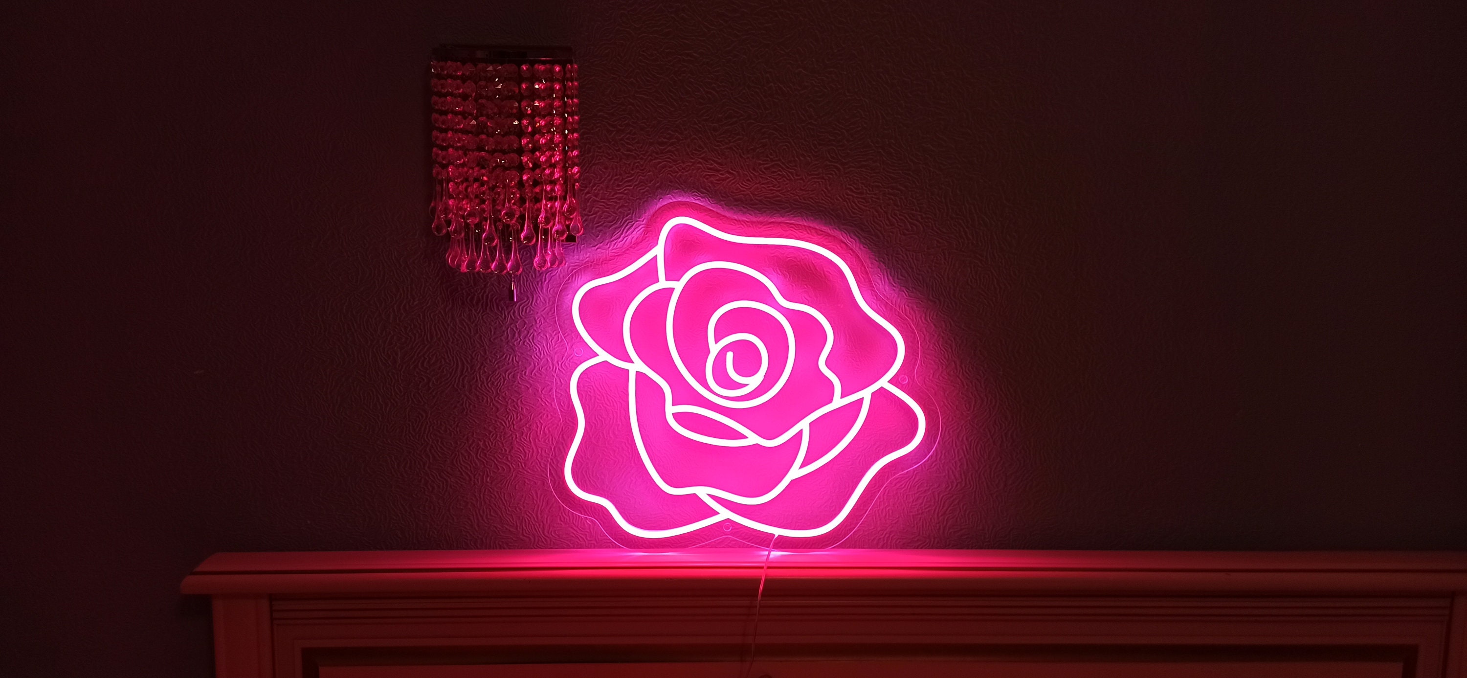 Rose Flower Neon Sign, Custom Neon Rose, Rose Neon Light Lamp, Red Neon ...