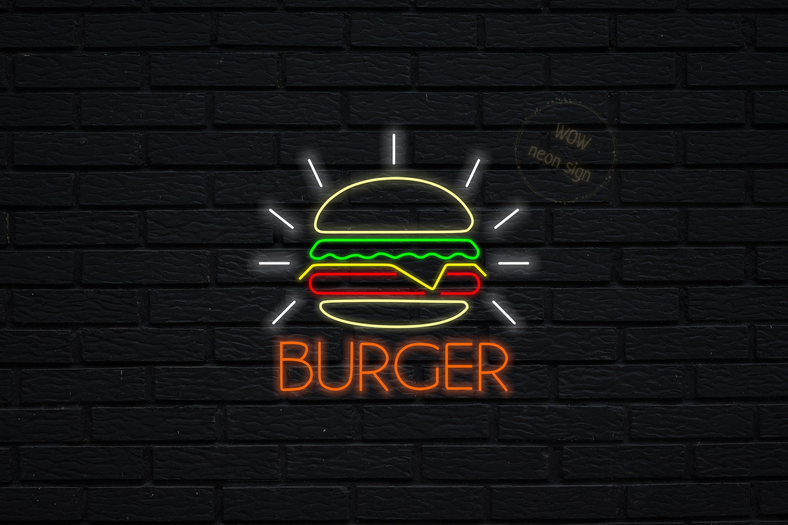 Neon Burger Sign, Double Cheeseburger LED Light, Wall Decor - Etsy