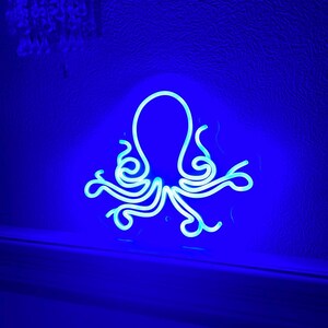 Octopus Neon Sign, Silhouette Octopus Led Neon Sign, Underwater Animal ...