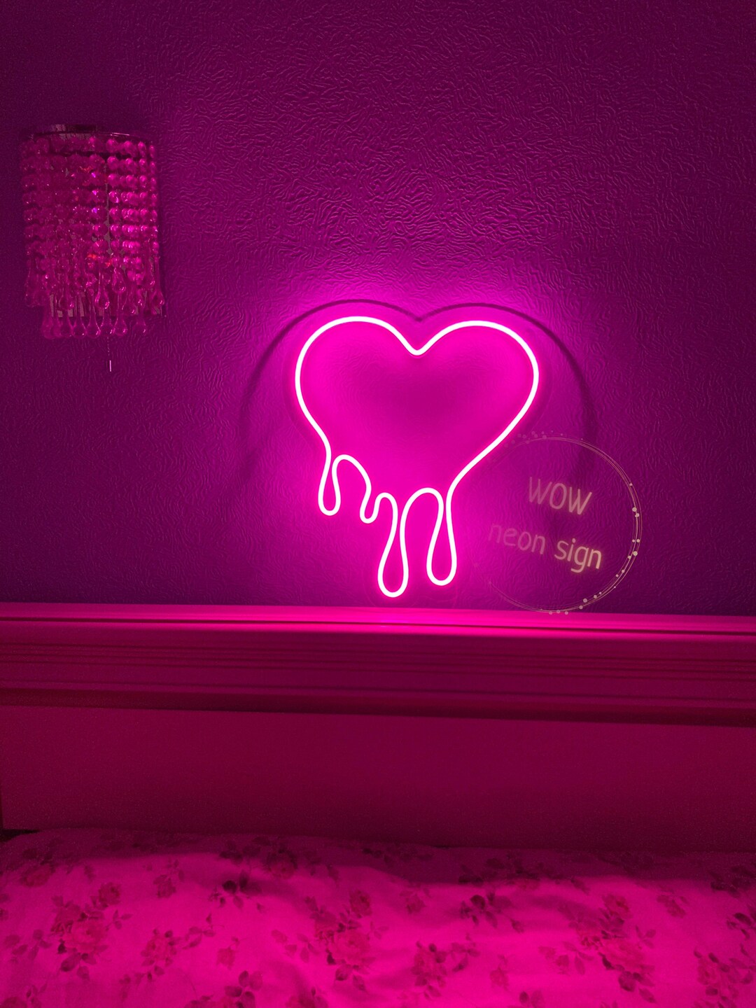 Dripping Melting Heart LED Neon Sign Custom Night Light Wall Light up ...