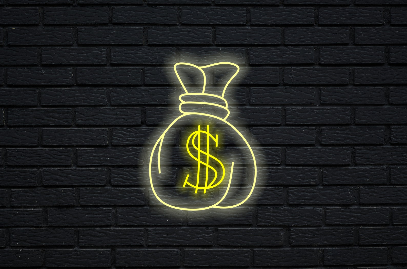 Money Bag Neon Sign, Money Bag With Dollar Led Neon Light, Cash Neon ...