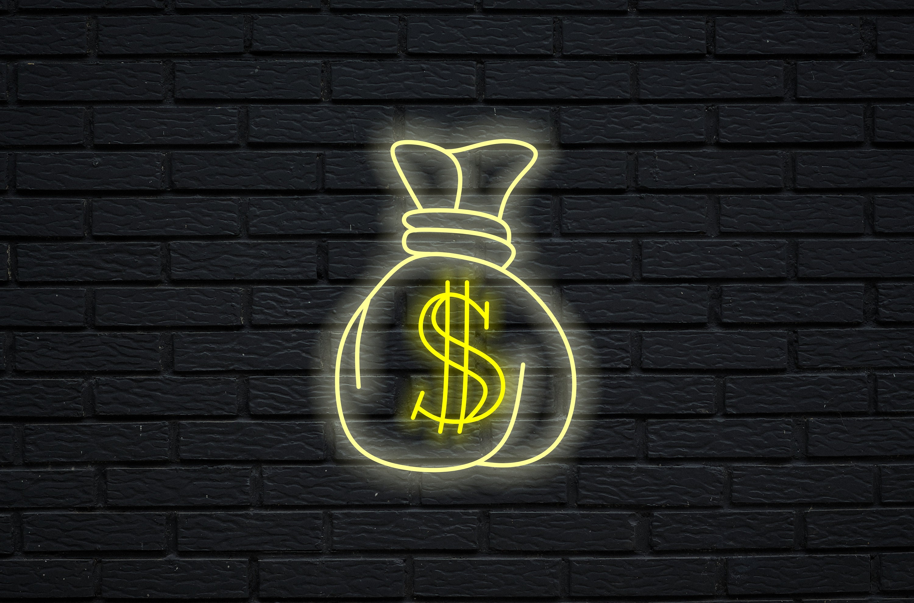 Money Bag Neon Sign, Money Bag With Dollar Led Neon Light, Cash Neon ...