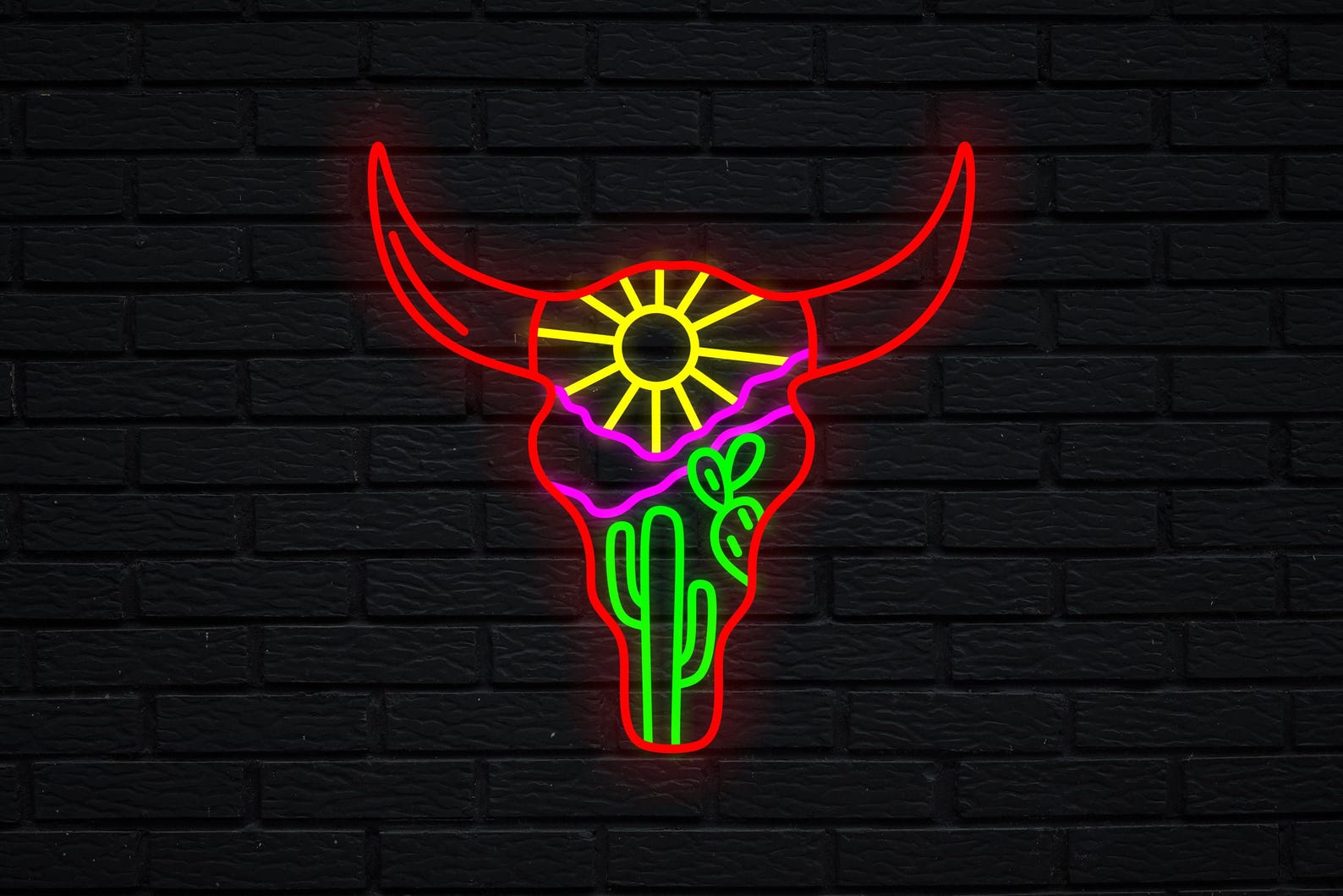 Cow Skull Neon Sign, Desert Southwest Wall Decor - Etsy