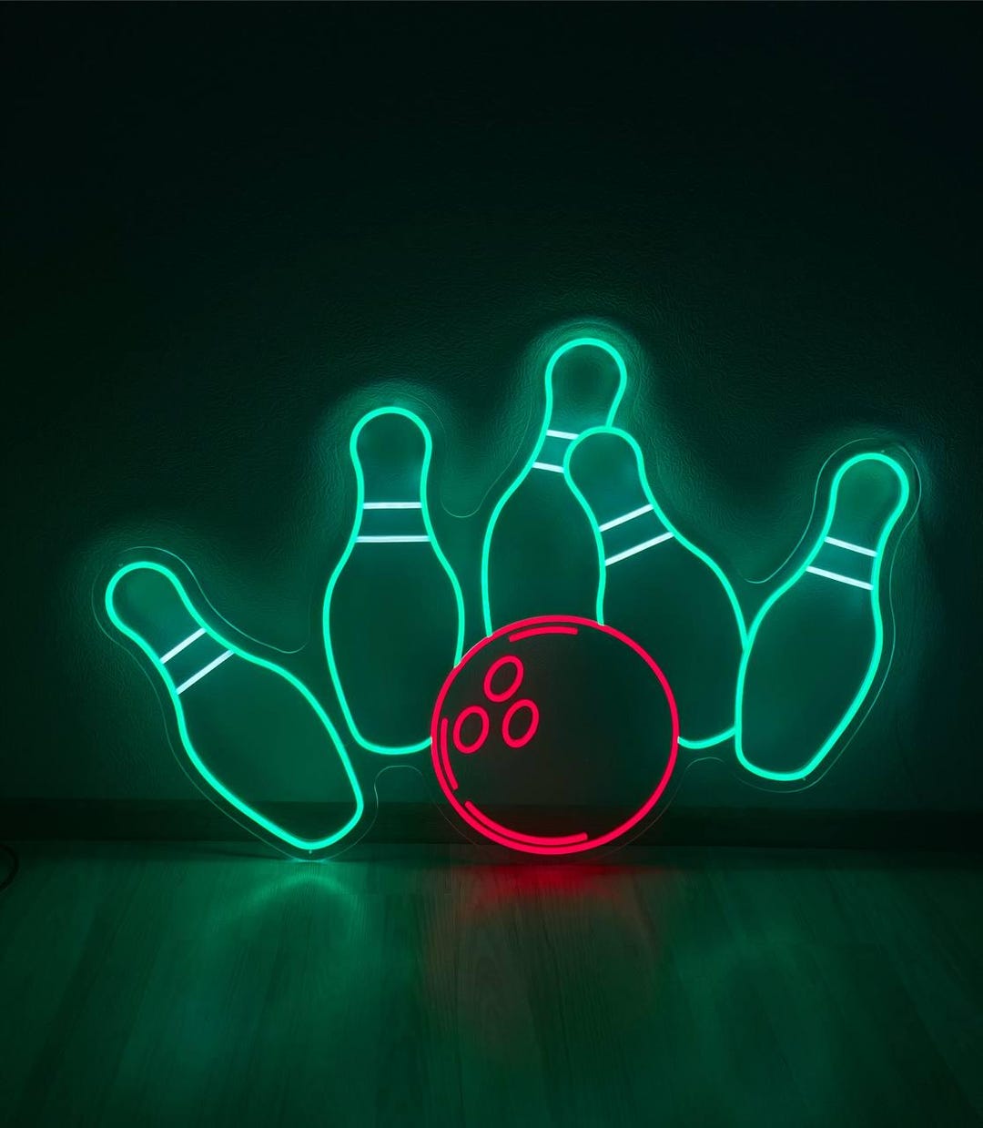 Neon Sign Bowling Ball and Pins Set, Vibrant Neon Sign Bowling Ball and ...