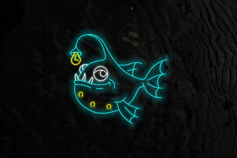 Handmade Anglerfish LED Neon Sign, Marine Life Decor - Etsy
