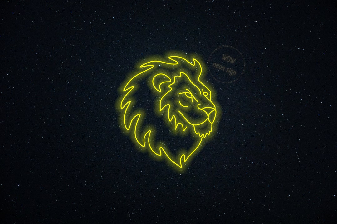 Lion Head Neon Sign, Lion Animal Led Sign, Lion Animal Wall Light Decor ...