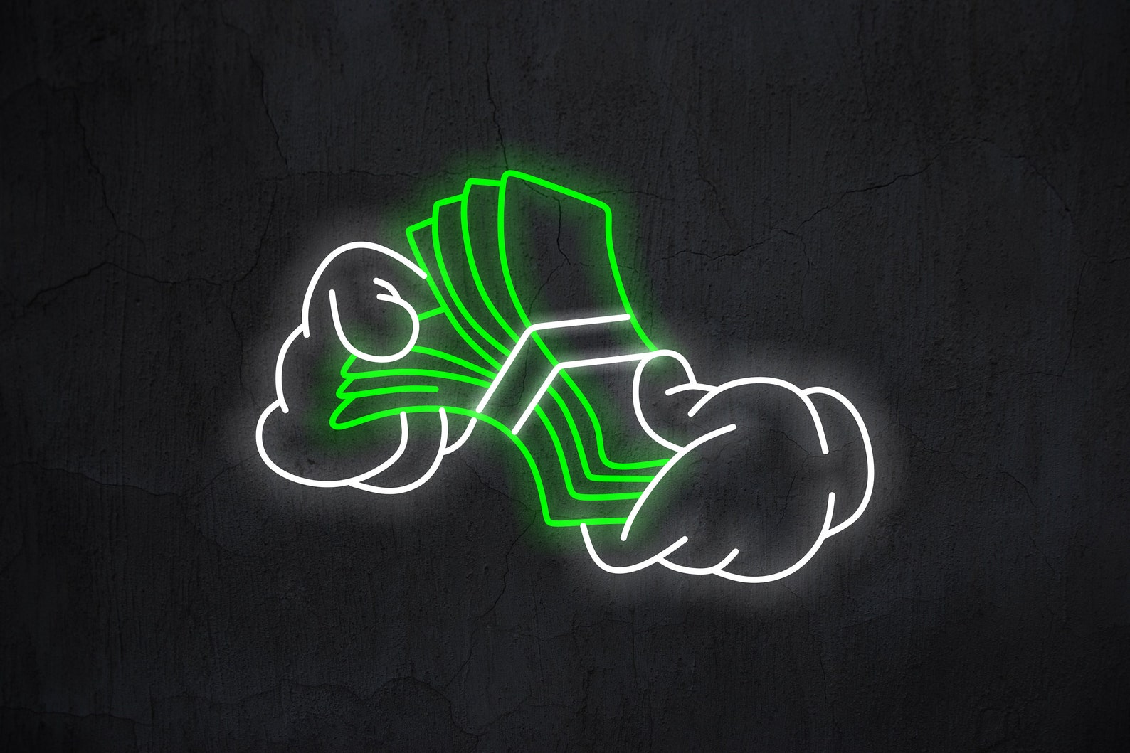 Hand Holding Money Neon Sign, Hand and Money Neon Sign, Money Display ...