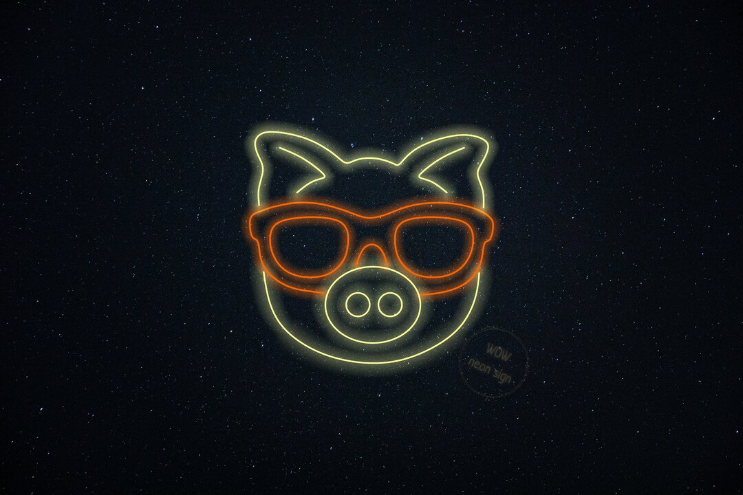 Neon Pig With Glasses Sign, Fun Piglet Neon Lamp, Cute Pig Neon Lamp ...