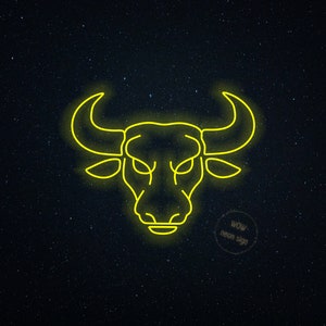 Bull Skull Neon Sign, Bull Horns Neon Sign, Bull Neon Light, Bull Horns ...