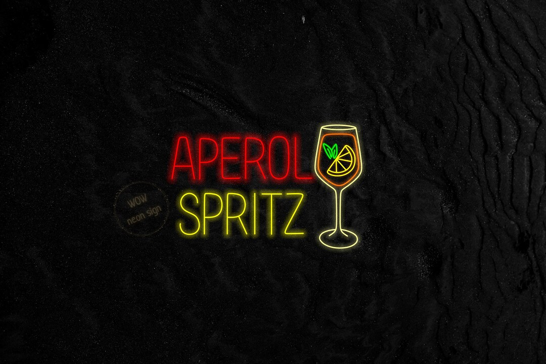 Aperol Spritz With Glass Neon Sign, Cocktail Aperol Led Neon, Drinking ...