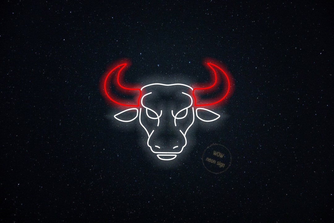 Bull Skull Neon Sign, Bull Horns Neon Sign, Bull Neon Light, Bull Horns ...