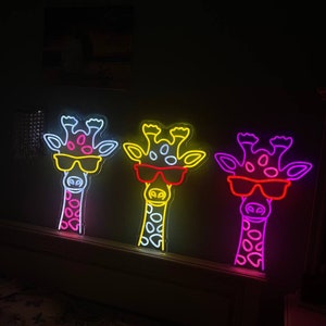 Giraffe With Sunglasses Led Neon Sign, Giraffe Led Light Neon Sign ...