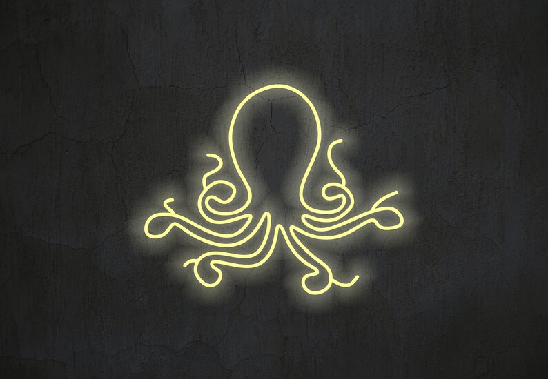 Octopus Neon Sign, Silhouette Octopus Led Neon Sign, Underwater Animal ...