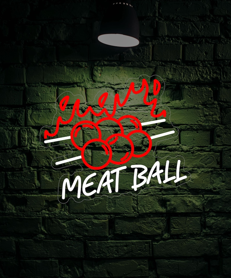 Meatball on Skewer LED Neon Sign — Custom Street Food Neon Light ...