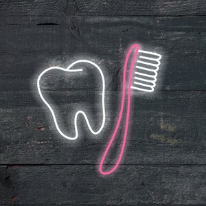 Toothbrush and Teeth Neon Sign Teeth Neon Light Dental - Etsy