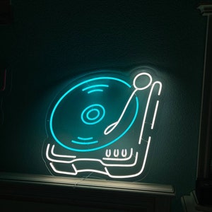 Retro Vinyl Record Player Neon Sign, Music Room Decor - Etsy