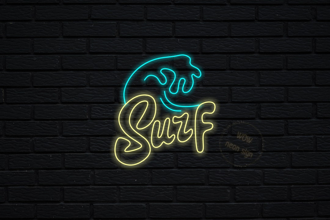Wave and Surf Led Neon Sign, Surf Room Wall Led Decor, Wave and Surf ...