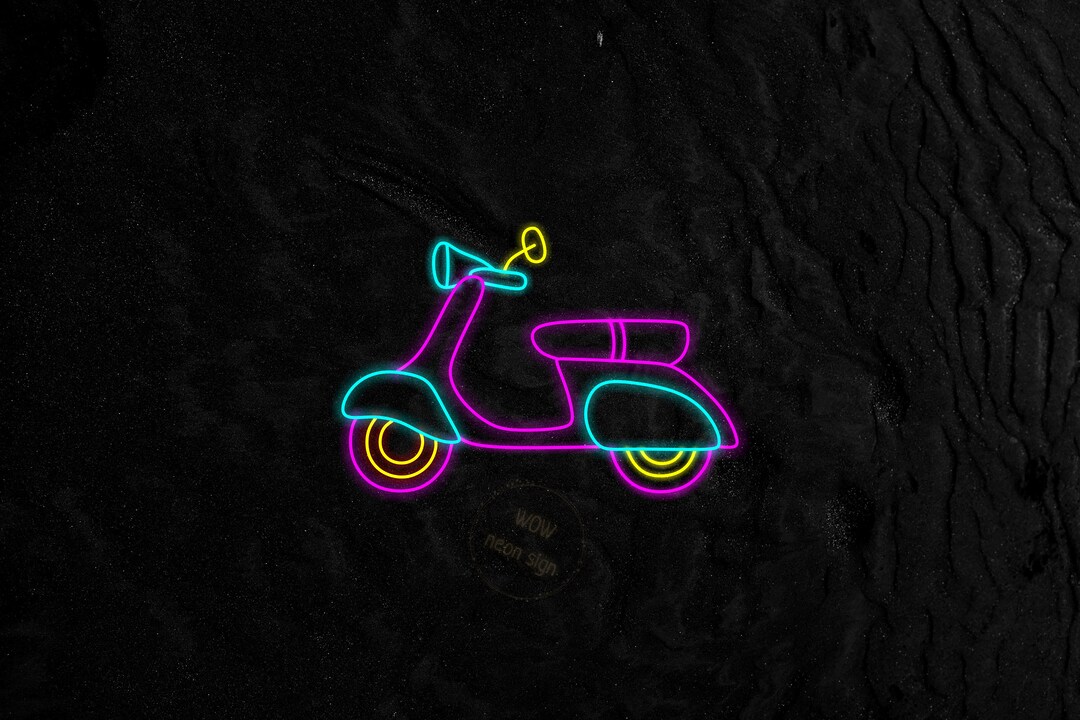 Retro Scooter Led Neon Sign, Scooter Motorcycle Neon Sign, Motorcycle ...