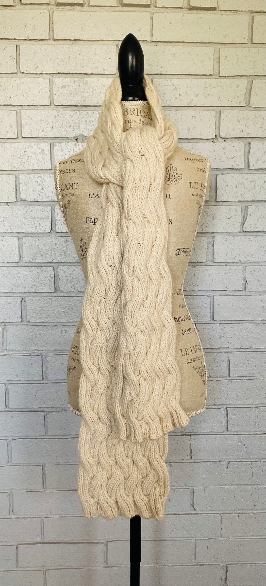 Hand Knitted Merino Wool Scarf: Braided Chunky Knit - Etsy