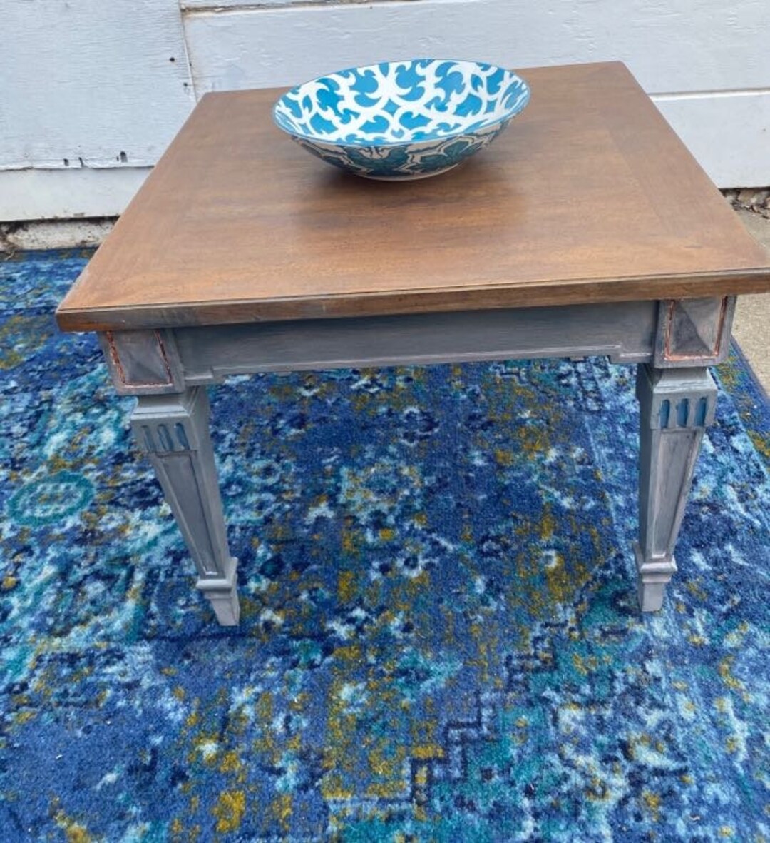 Vintage Square Table With Handcrafted Details - Etsy