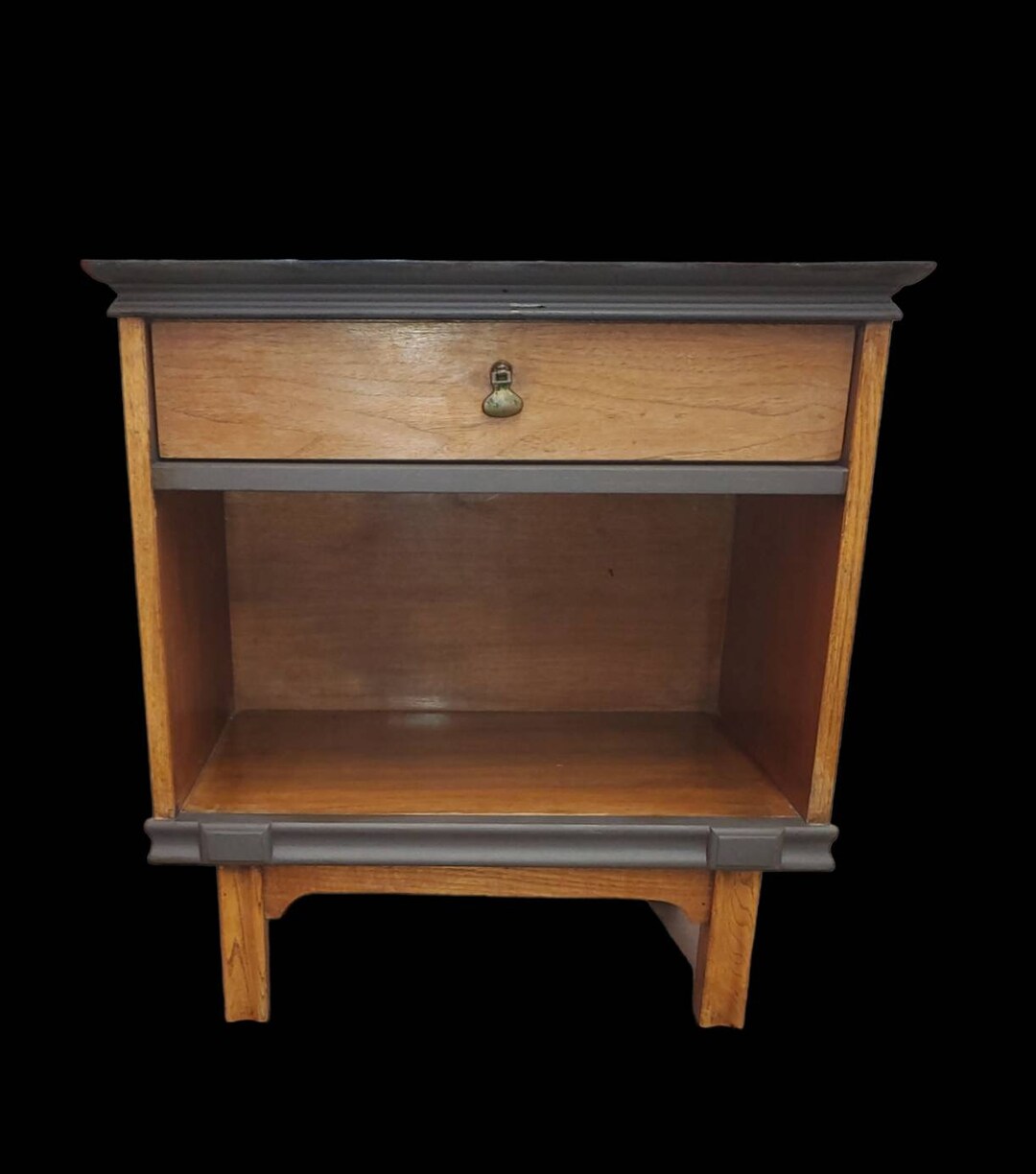 Upcycled Solid Wood MCM Side End Table Single Drawer Open Nighstand ...