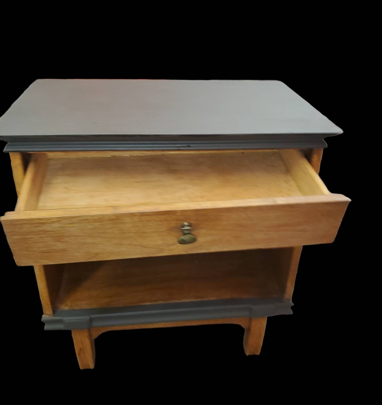 Upcycled Solid Wood MCM Side End Table Single Drawer Open Nighstand ...