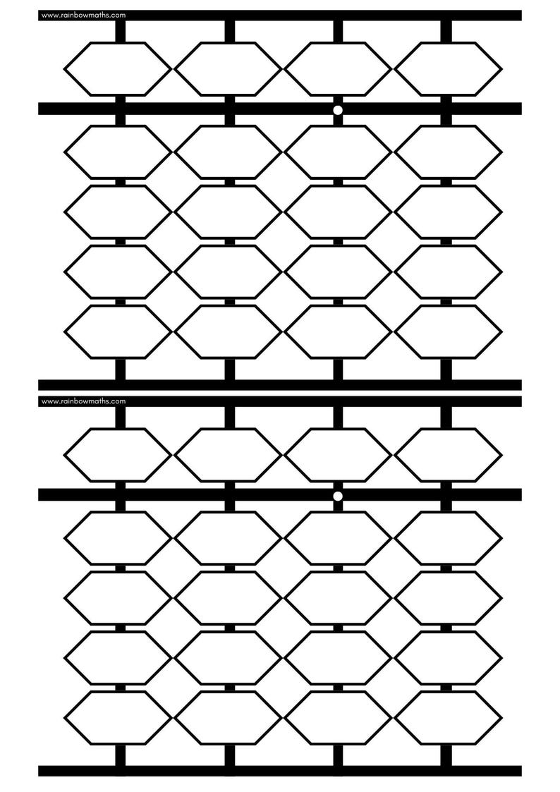 Soroban Abacus Template for Colouring – 10 A4 Pages | Kids Arithmetic ...