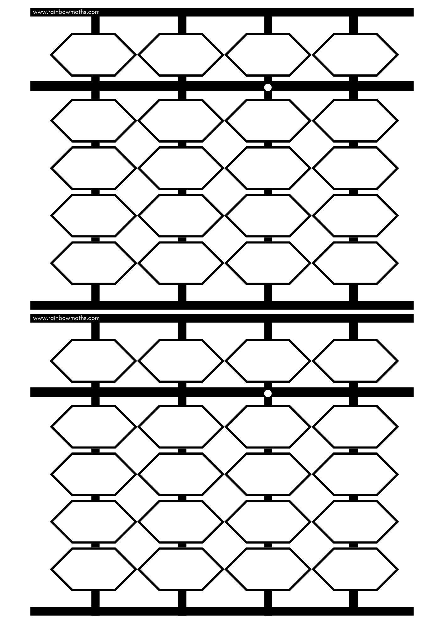 Soroban Abacus Template for Colouring – 10 A4 Pages | Kids Arithmetic ...