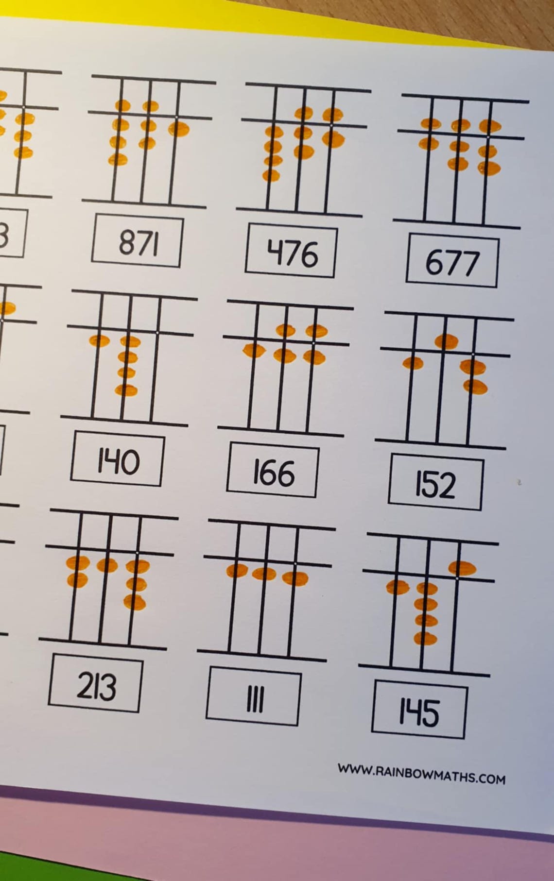 Abacus Soroban Flashcards + Templates A4 Learn Mental Maths Clear Font ...