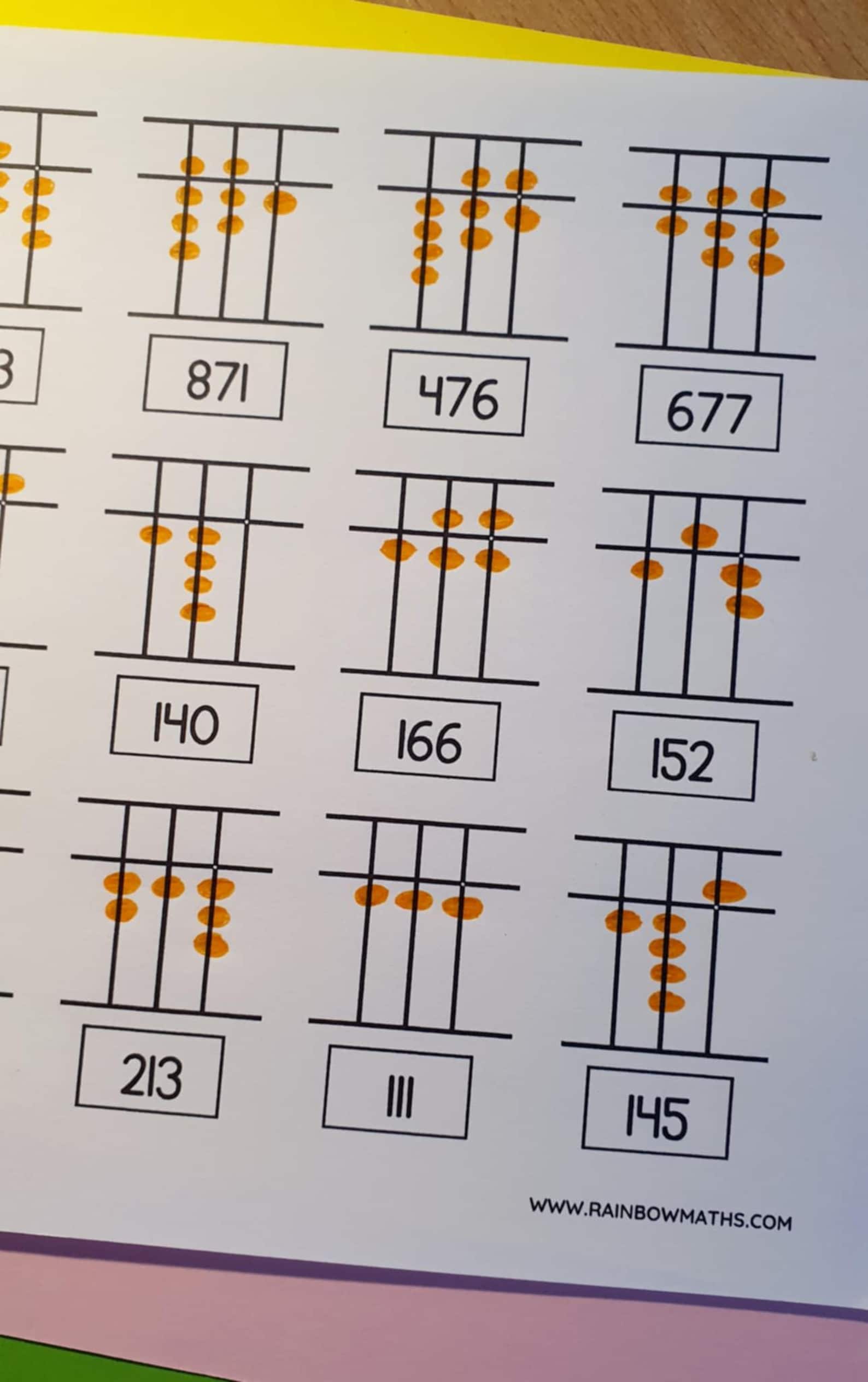 Abacus Soroban Flashcards + Templates A4 Learn Mental Maths Clear Font ...
