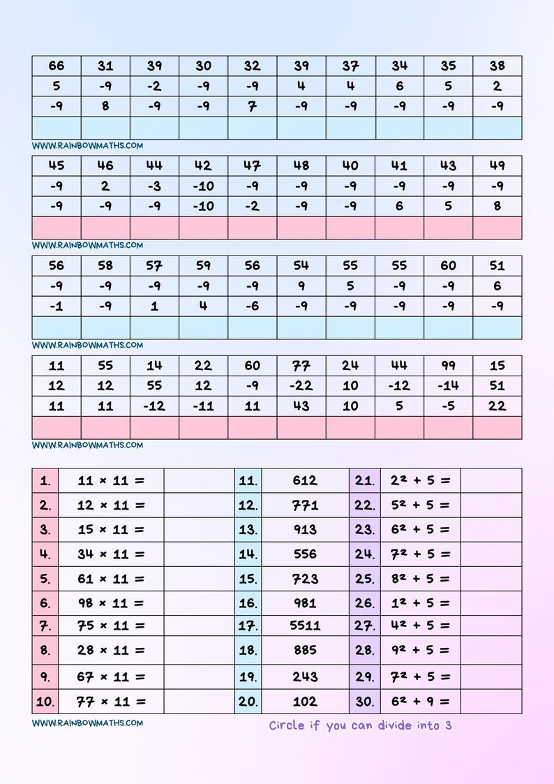 Abacus Soroban Arithmetic Worksheets Big Friends Negative (small/big ...