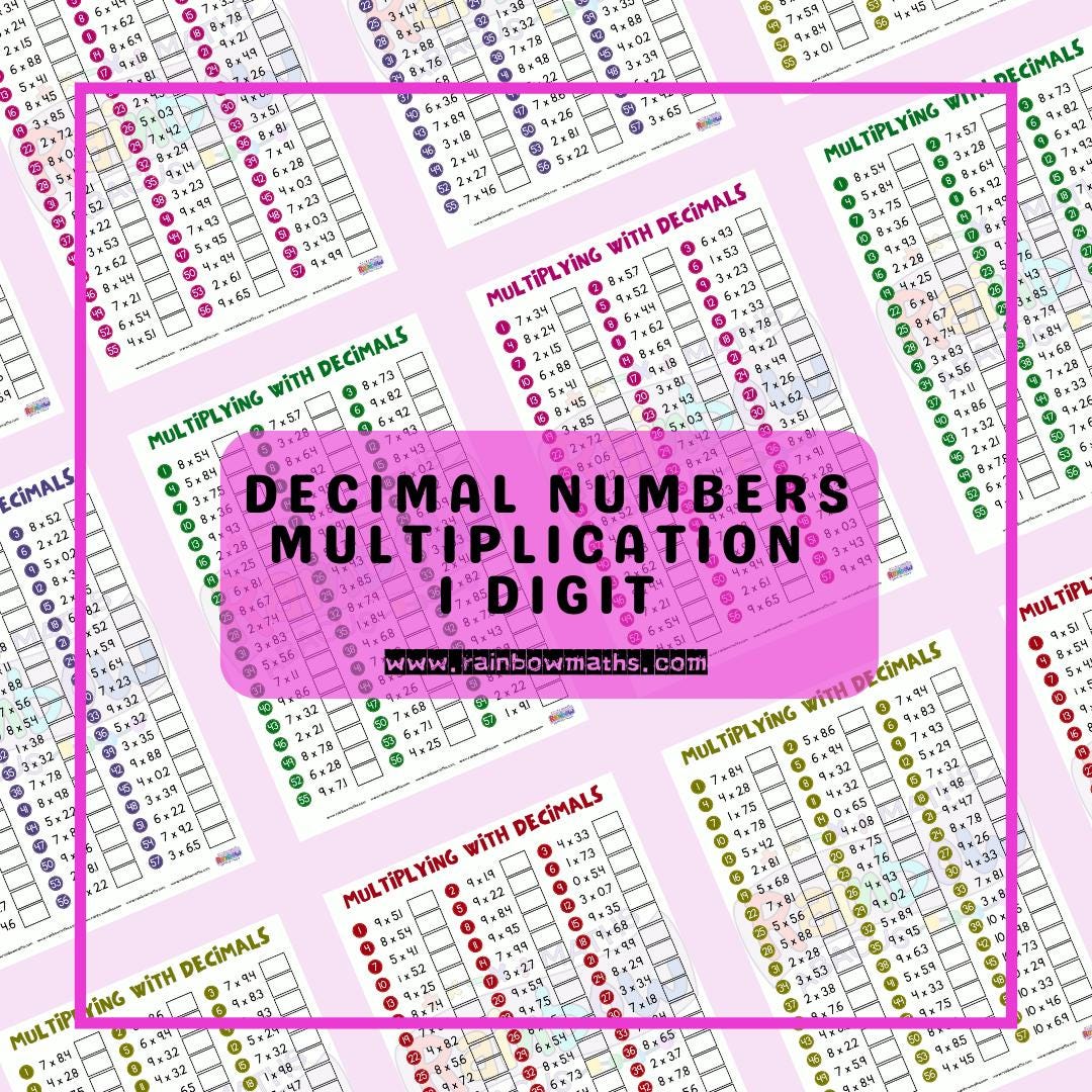 1-digit Decimal Multiplication Worksheets Practice Multiplying Decimals ...