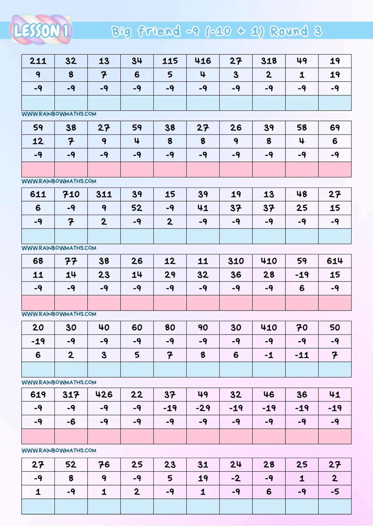 Abacus Soroban Arithmetic Worksheets Big Friends Negative (small/big ...
