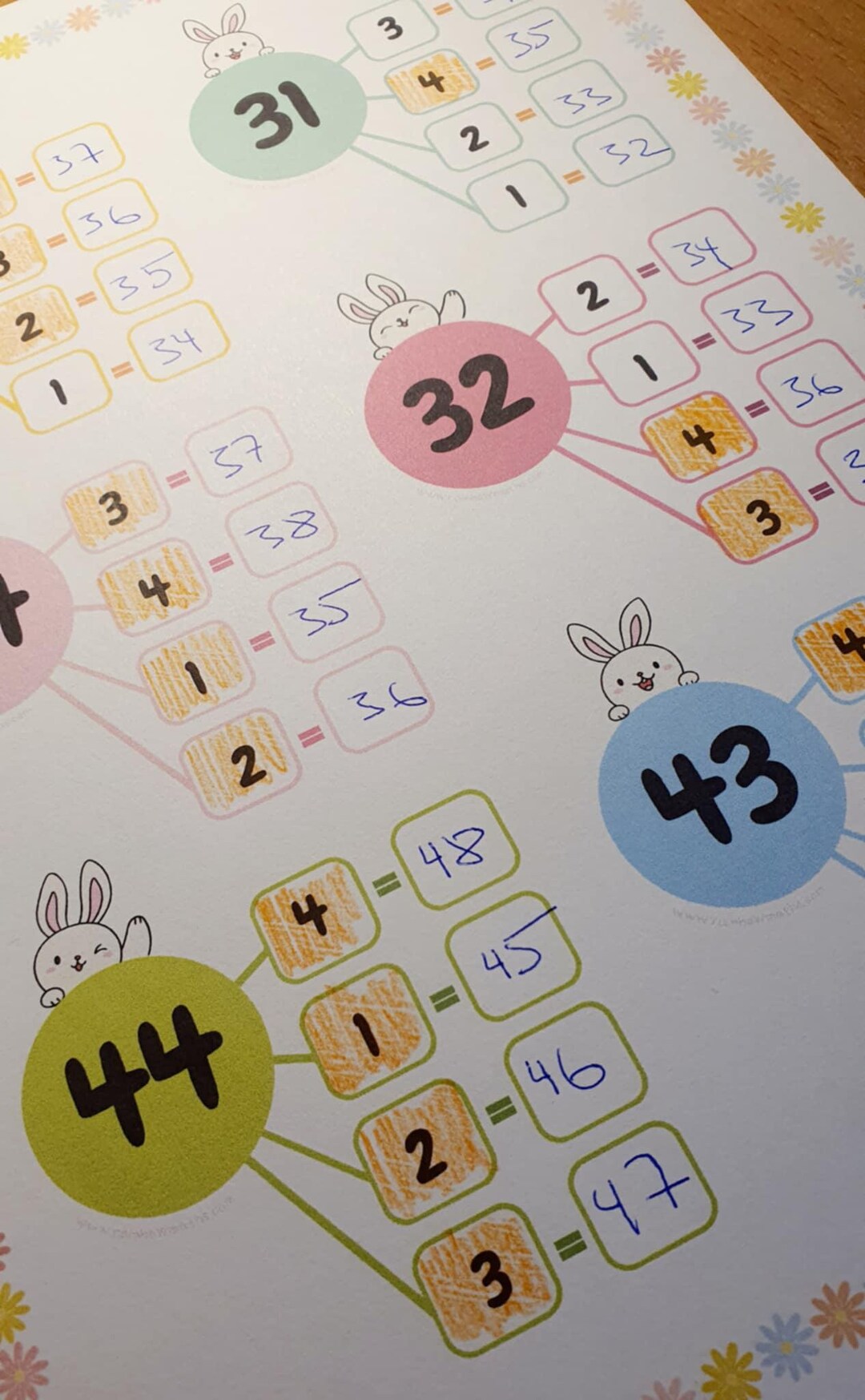 Abacus Small Friends +4+3+2+1 Formulas Practice 15 A4 Worksheets ...