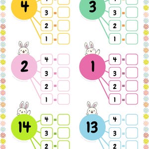 Abacus Small Friends +4+3+2+1 Formulas Practice 15 A4 Worksheets ...