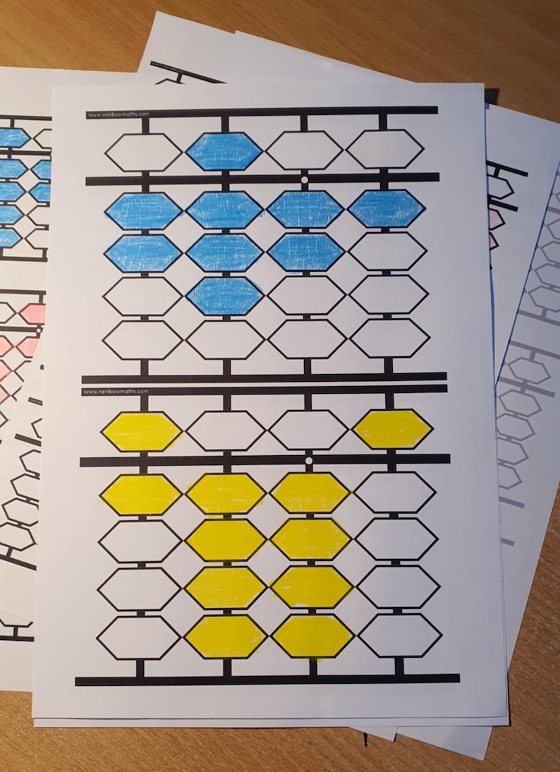Soroban Abacus Template for Colouring – 10 A4 Pages | Kids Arithmetic ...